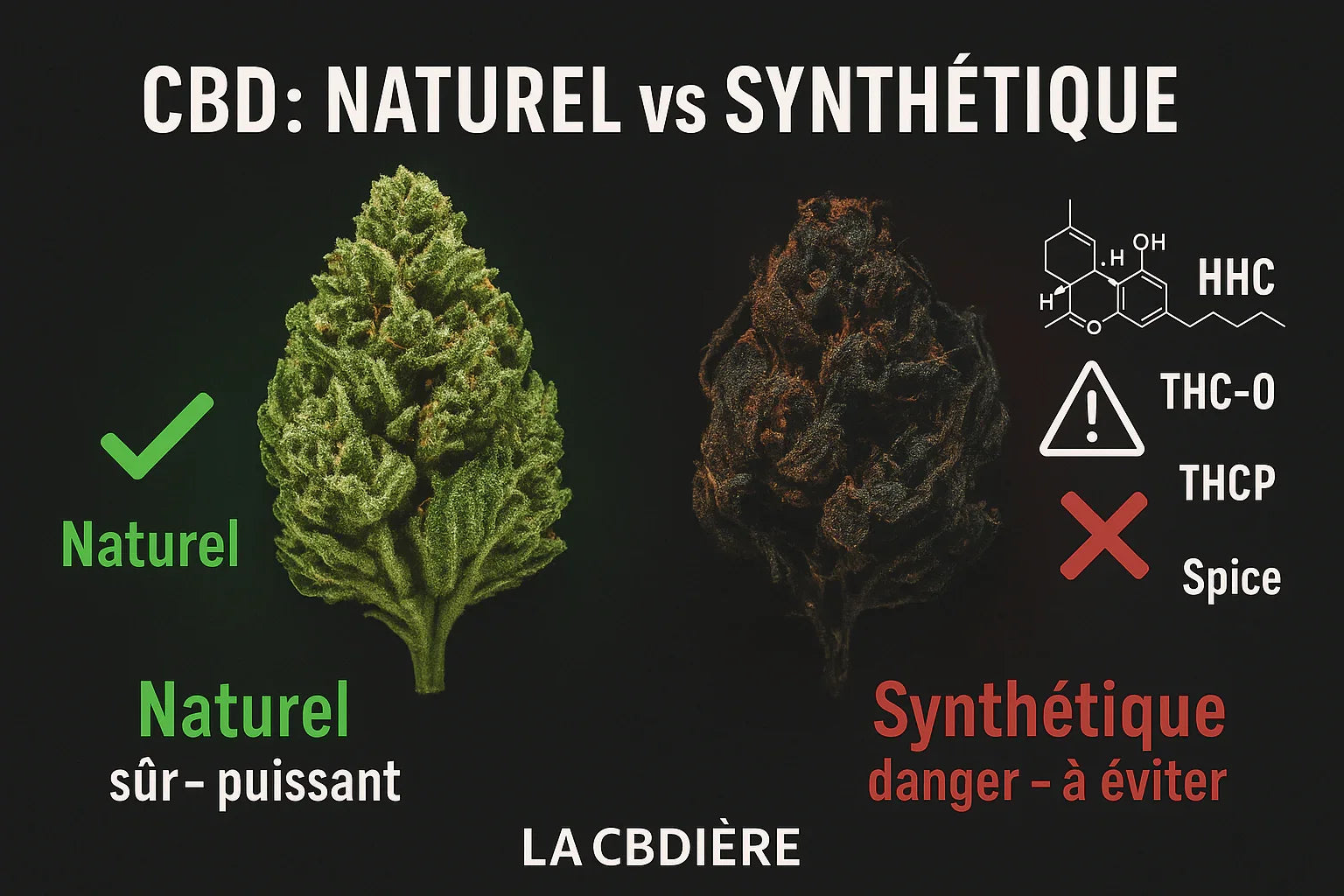 Fleurs CBD molécules naturelles vs synthétiques à éviter | LA CBDIÈRE